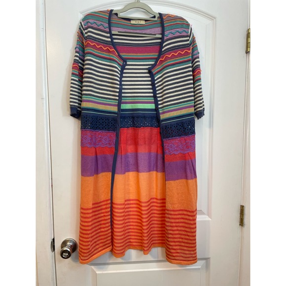 Qui Moments | Sweaters | Qui Moments Striped Linen Blend Textured Long ...